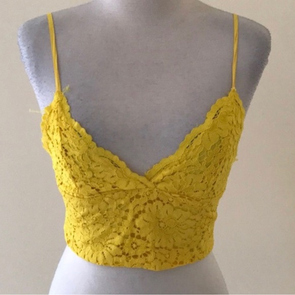 Zara | Tops | Zara Yellow Lace Bralette | Poshmark